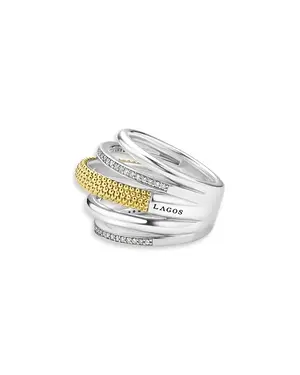 Lagos Caviar Lux Diamond Ring - Silver
