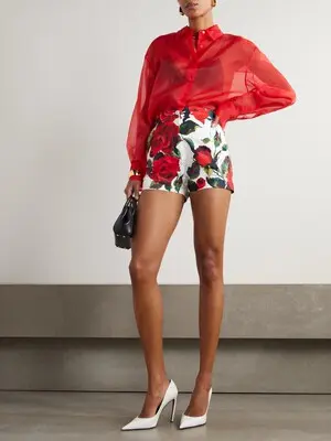 Dolce & Gabbana Floral-print Cotton-poplin Shorts