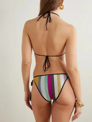 Missoni Striped Metallic Crochet-knit Triangle Bikini - Multi