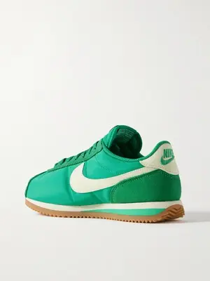 Nike Cortez Leather And Suede-trimmed Shell Sneakers - Green