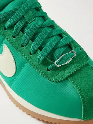Nike Cortez Leather And Suede-trimmed Shell Sneakers - Green