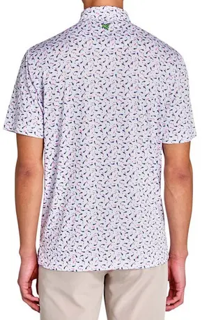 CON.STRUCT Regular Fit Koi Fish Recycled Performance Golf Polo - White