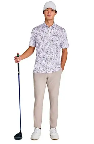 CON.STRUCT Regular Fit Koi Fish Recycled Performance Golf Polo - White