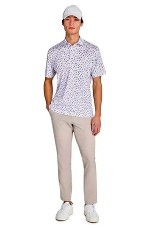 CON.STRUCT Regular Fit Koi Fish Recycled Performance Golf Polo - White