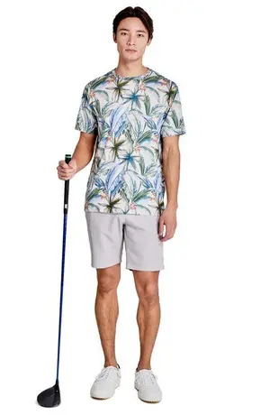 CON.STRUCT Regular Fit Tropical Chambray Recycled Performance Golf T-shirt - Cream