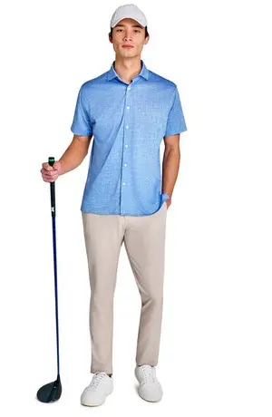 CON.STRUCT Regular Fit Chambray Recycled Performance Golf Button-down Shirt - Lt Blue