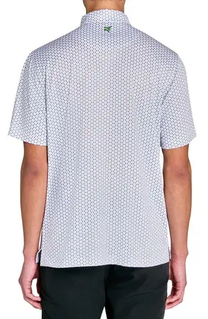 CON.STRUCT Regular Fit Micro Floral Dot Recycled Performance Golf Polo - White/blue