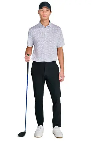 CON.STRUCT Regular Fit Micro Floral Dot Recycled Performance Golf Polo - White/blue