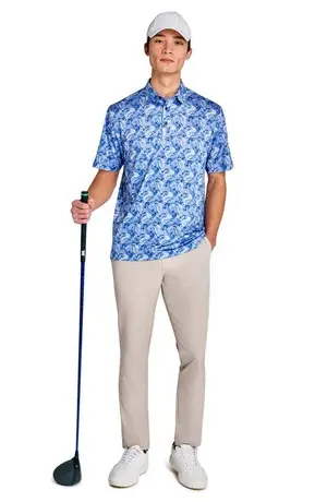 CON.STRUCT Regular Fit Fish Headphones Recycled Performance Golf Polo - Navy