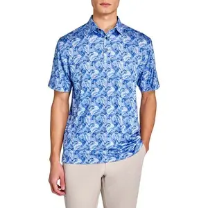 CON.STRUCT Regular Fit Fish Headphones Recycled Performance Golf Polo - Navy