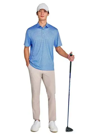 CON.STRUCT Regular Fit Stripes Recycled Performance Golf Polo - Lt Blue