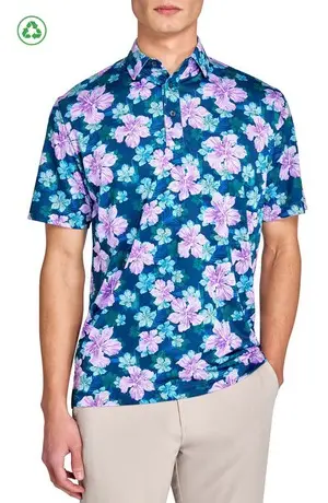 CON.STRUCT Regular Fit Layered Hibiscus Recycled Performance Golf Polo