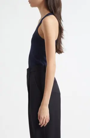 A.L.C. Iris Racerback Cotton-blend Tank - Navy