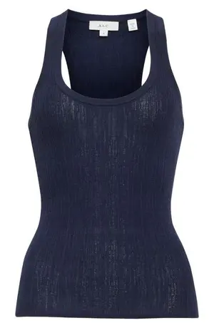 A.L.C. Iris Racerback Cotton-blend Tank - Navy