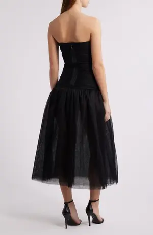 RARE LONDON Strapless Tulle Cocktail Dress