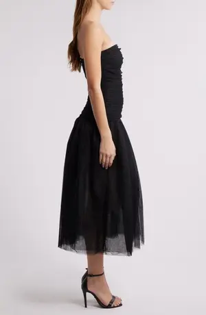 RARE LONDON Strapless Tulle Cocktail Dress