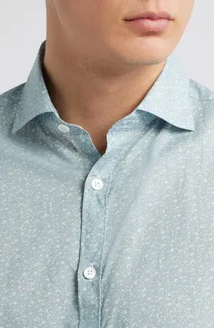 Canali Regular Fit Floral Cotton & Lyocell Dress Shirt