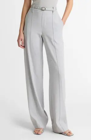 Vince High-waist Pull-on Stretch Linen-blend Pants - Bay Mist