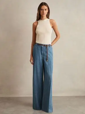 REISS Reed Denim-look Wide-leg Trousers