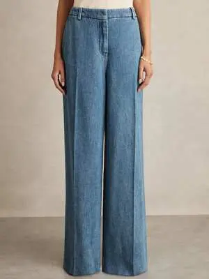 REISS Reed Denim-look Wide-leg Trousers