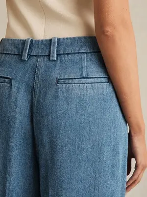 REISS Reed Denim-look Wide-leg Trousers