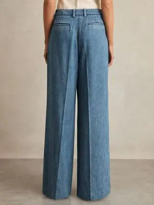 REISS Reed Denim-look Wide-leg Trousers