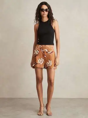 REISS Sammie Printed Twill Shorts