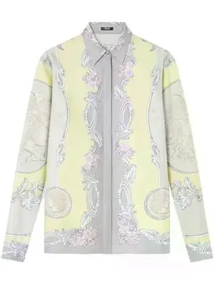 Versace Cameo Print Silk Shirt - Yellow