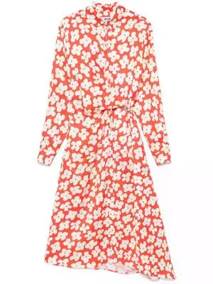 MSGM Floral-print Midi Dress - Orange