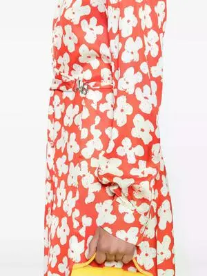 MSGM Floral-print Midi Dress - Orange