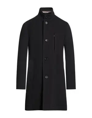 BOSS Single-breasted Flannel Coat - Blue