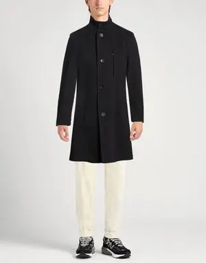 BOSS Single-breasted Flannel Coat - Blue