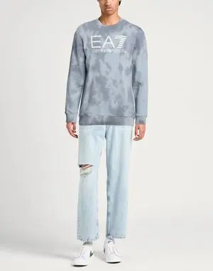 EA7 Cotton-elastane Tie-dyed Sweatshirt - Blue