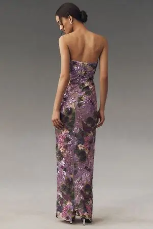 BRONX AND BRONCO Strapless Stretch Sequin Dahlia Maxi Dress - Lilac Multi