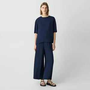 Theory Wide-leg Pant In Silk Georgette - Deep Navy