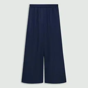 Theory Wide-leg Pant In Silk Georgette - Deep Navy