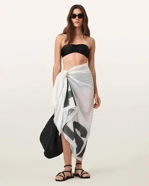 ALLSAINTS Underground Logo Pareo Scarf White