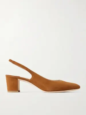 Manolo Blahnik Allurasan 50 Suede Slingback Pumps - Brown