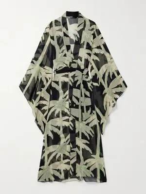 Johanna Ortiz The Passing Storm Printed Recycled-georgette Robe - Black
