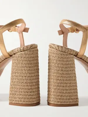 GIANVITO ROSSI Bebe 130 Metallic Leather Espadrille Platform Sandals
