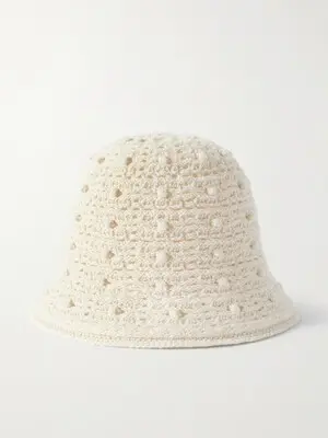 Loro Piana Arola Crocheted Cashmere-blend Bucket Hat - White