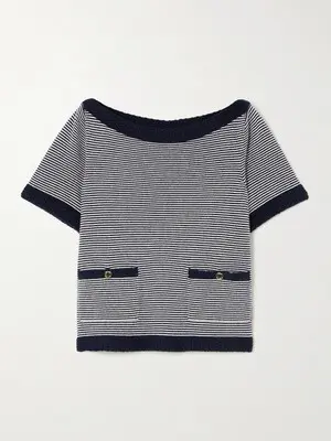 FRAME Striped Cashmere Top - Blue