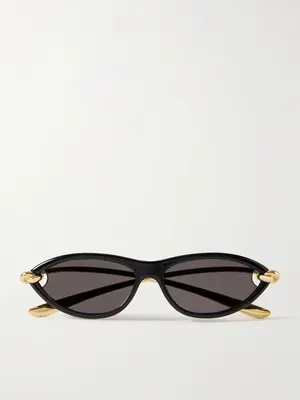 Bottega Veneta Knot Cat-eye Acetate And -tone Sunglasses - Gold
