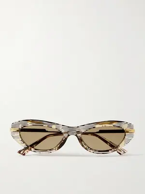 Bottega Veneta Cat-eye Acetate And Gold-tone Sunglasses - Tortoiseshell
