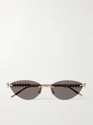 CARTIER Clash De Rimless Cat-eye Sunglasses - Gold