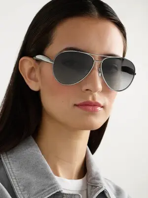 Bottega Veneta Sardine Aviator Sunglasses - Silver