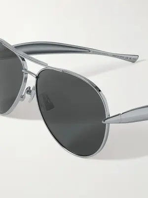 Bottega Veneta Sardine Aviator Sunglasses - Silver