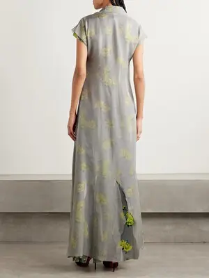 Acne Studios Layered Chiffon And Floral-print Crepe Maxi Dress