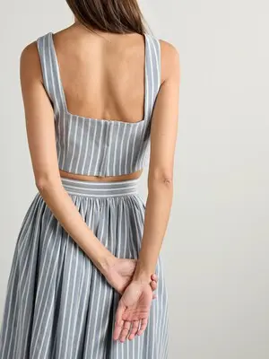 Adam Lippes Quinn Striped Denim Top - Blue