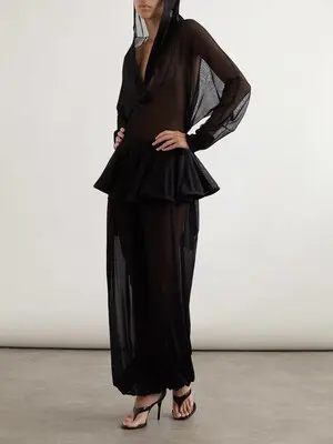 Alaïa Hooded Jersey Bodysuit - Black